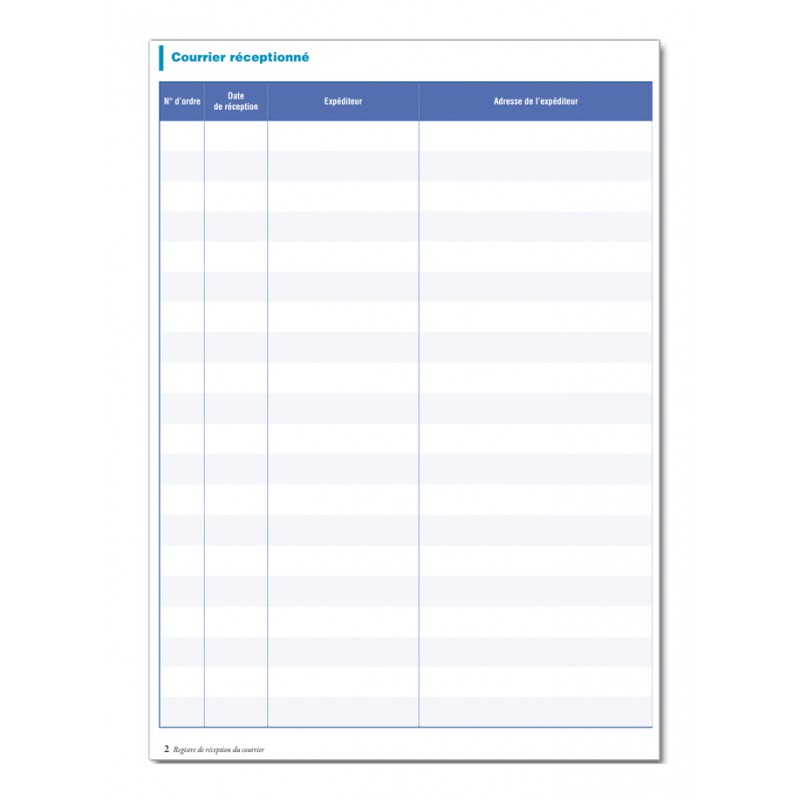 REGISTRE DE RECEPTION DU COURRIER (M018)
