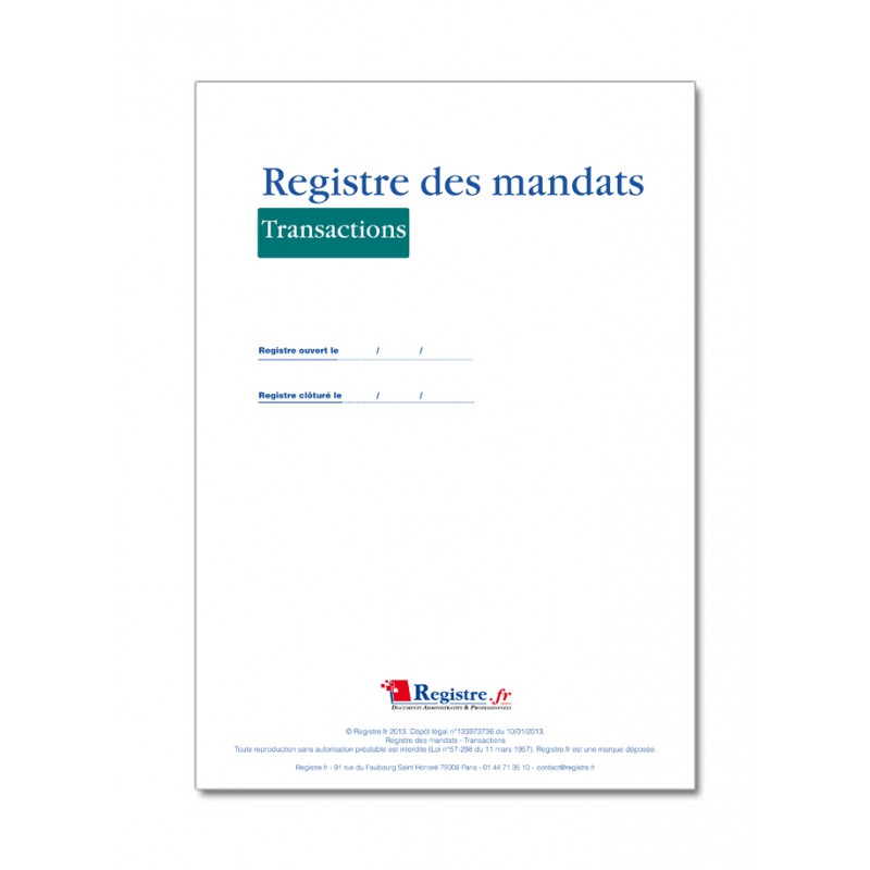 Registre Des Mandats Transactions M028