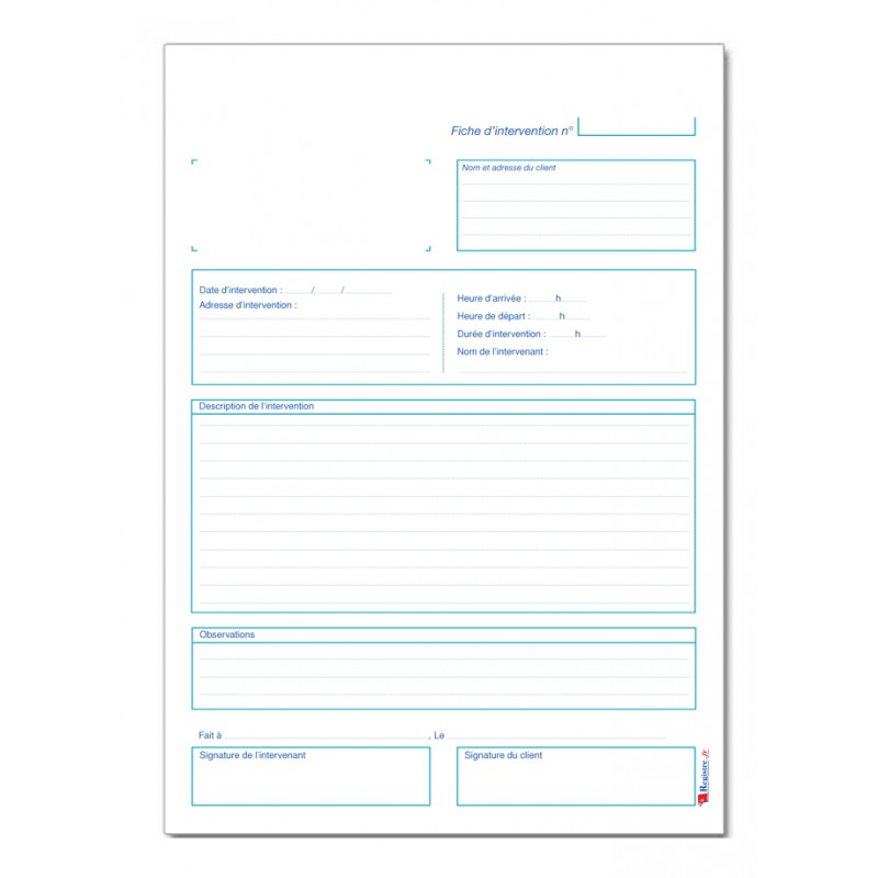CARNET FICHE D'INTERVENTION - GESTION COMMERCIALE (M074)