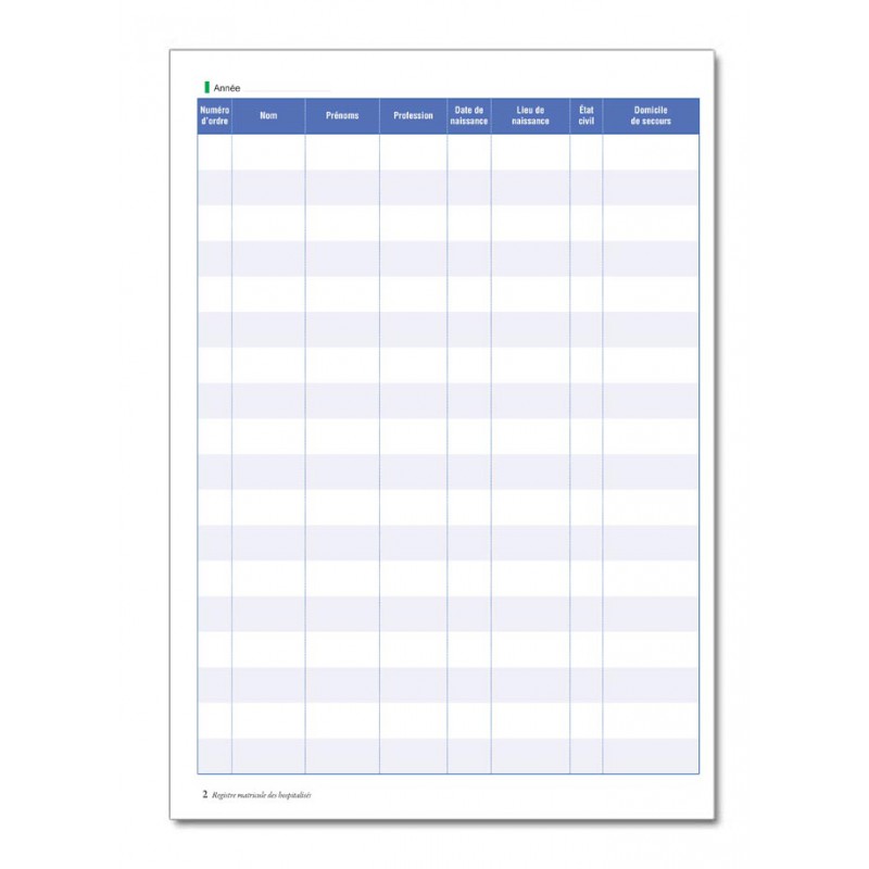 REGISTRE MATRICULE DES HOSPITALISES (P074)