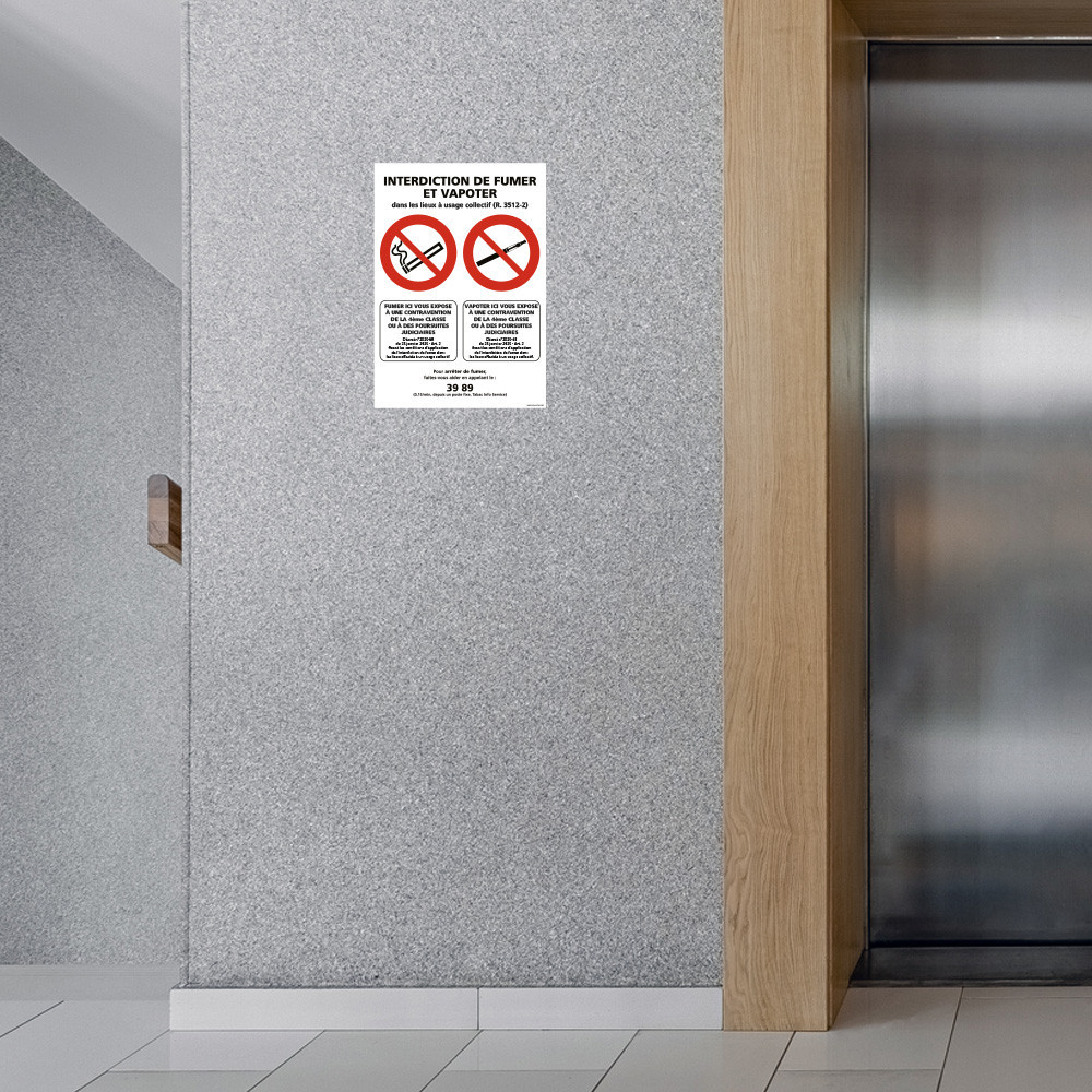 Panneau interdiction de fumer et vapoter – Conforme décret 2025 – Plusieurs formats et supports